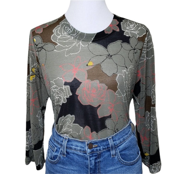 Vintage | Tops | Floral Mesh Top | Poshmark